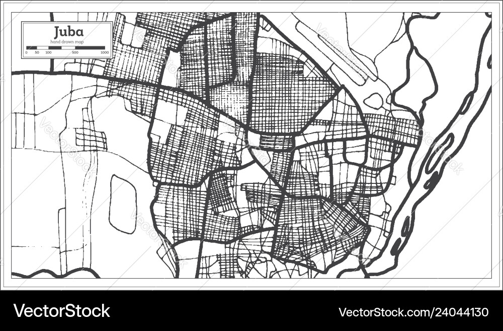 Juba City Map - Retro Style Royalty Free Vector Image