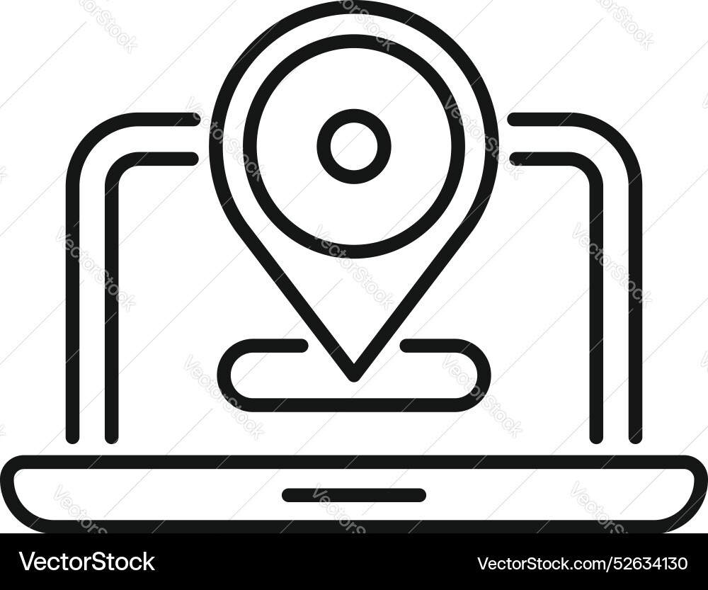 Location pin emerging from laptop screen Vector Image