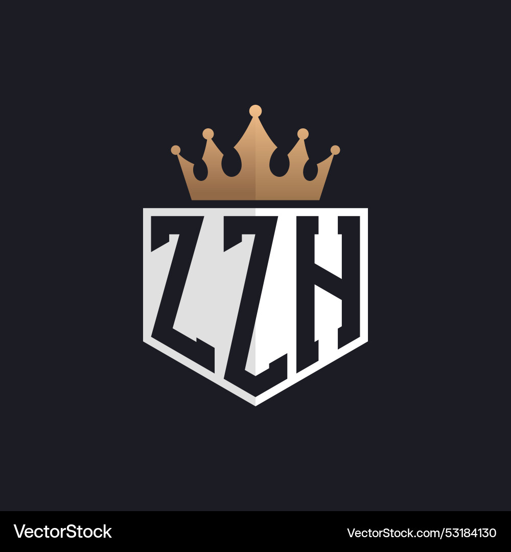 Luxury zzh logo with crown elegant initials Vector Image