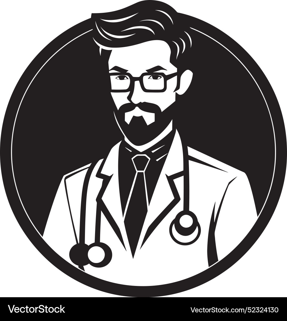 Monochrome medic maestro physician artphysicians Vector Image