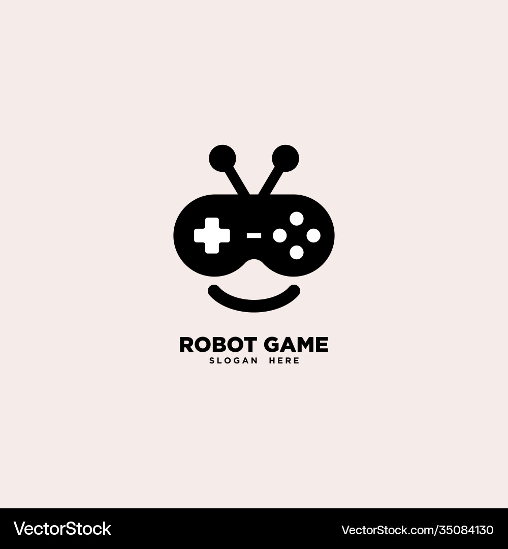 Robot game logo template Royalty Free Vector Image