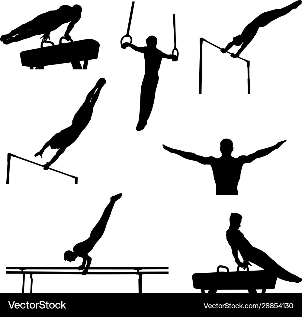 Set men athletes gymnasts Royalty Free Vector Image