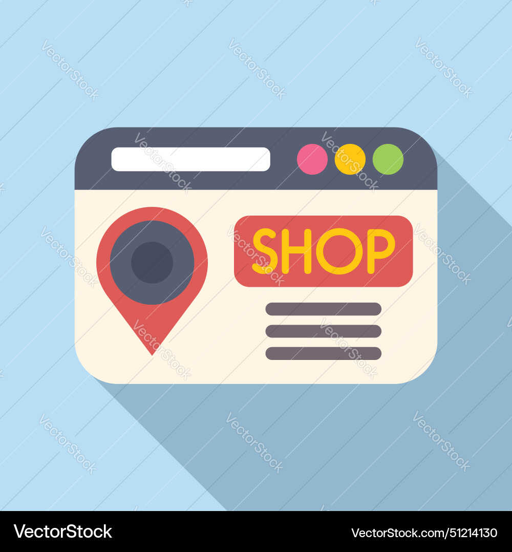 Website store locator icon flat shop Royalty Free Vector