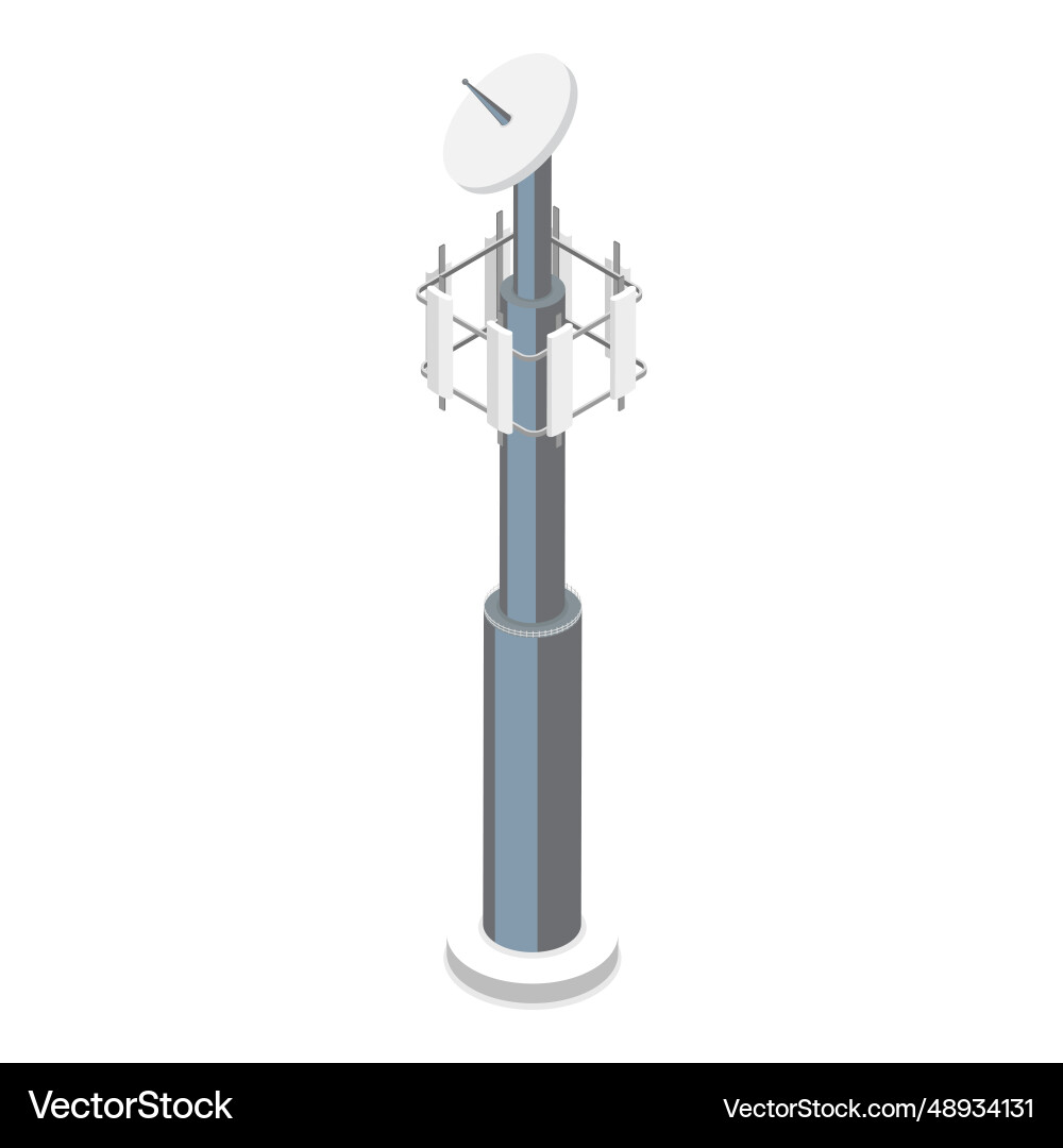 3d isometric flat set of telecom towers Royalty Free Vector