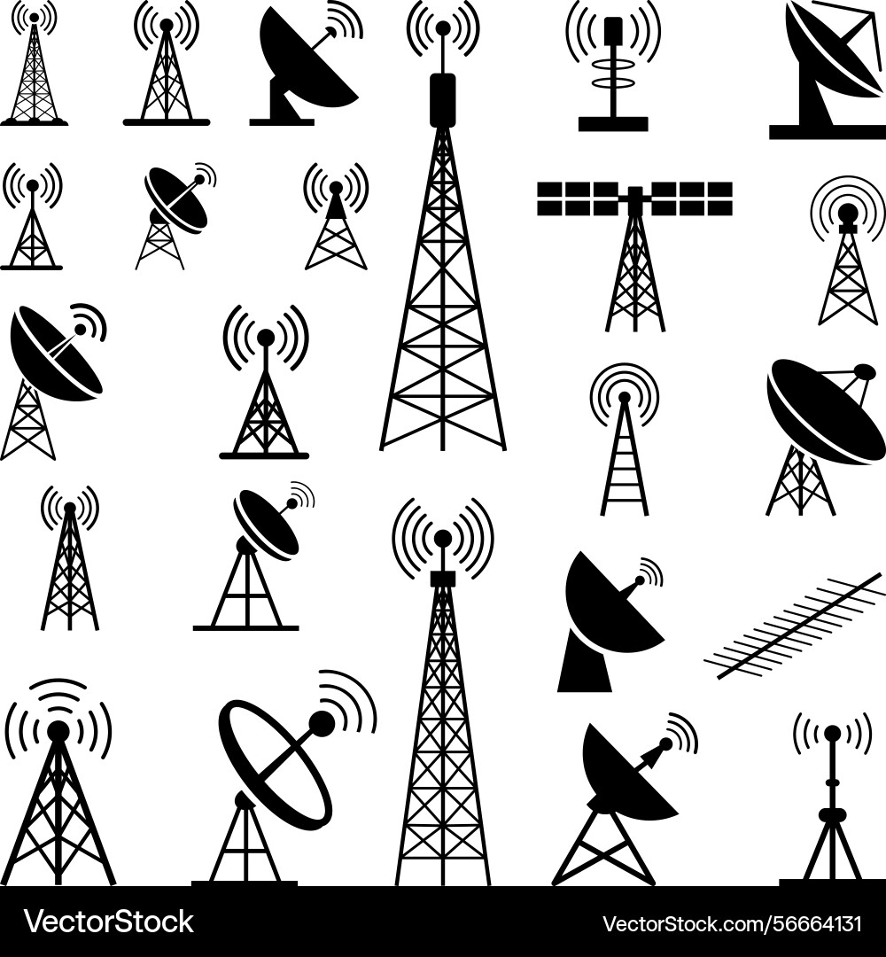 Antenna svg set silhouette radio tower Royalty Free Vector