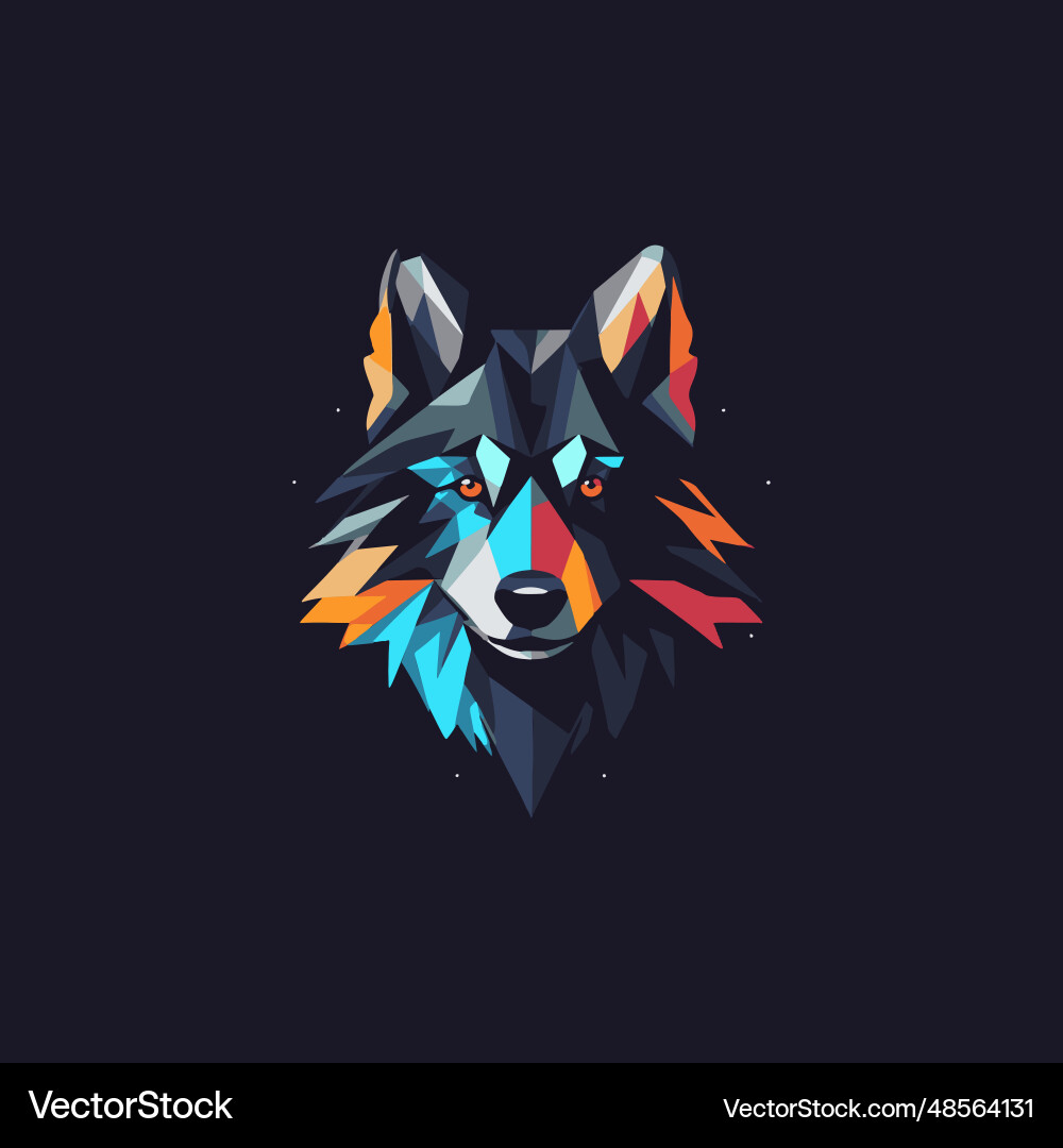 Colorful polygonal wolf head mascot logo abstract Vector Image