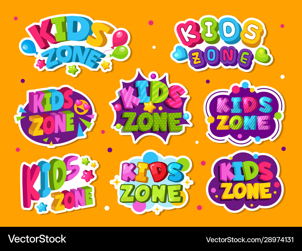 Kids zone logo colored emblem for game children Vector Image