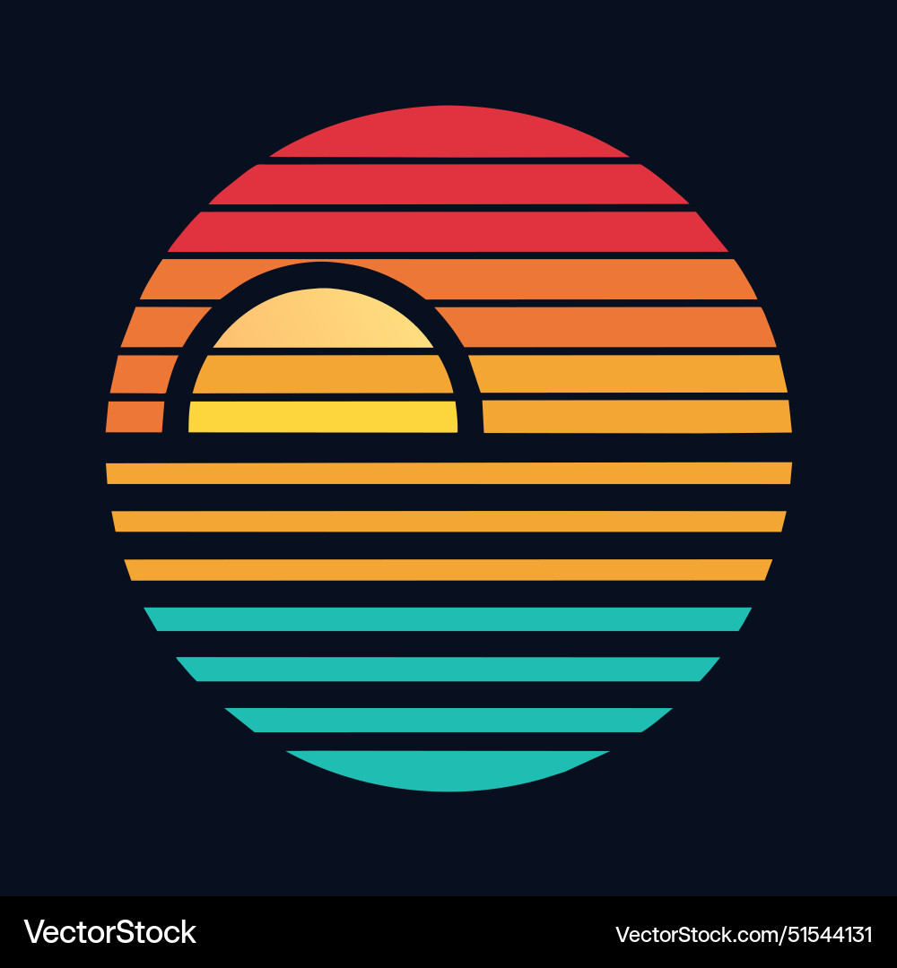 Retro wave pattern with sun vintage and nostalgic Vector Image