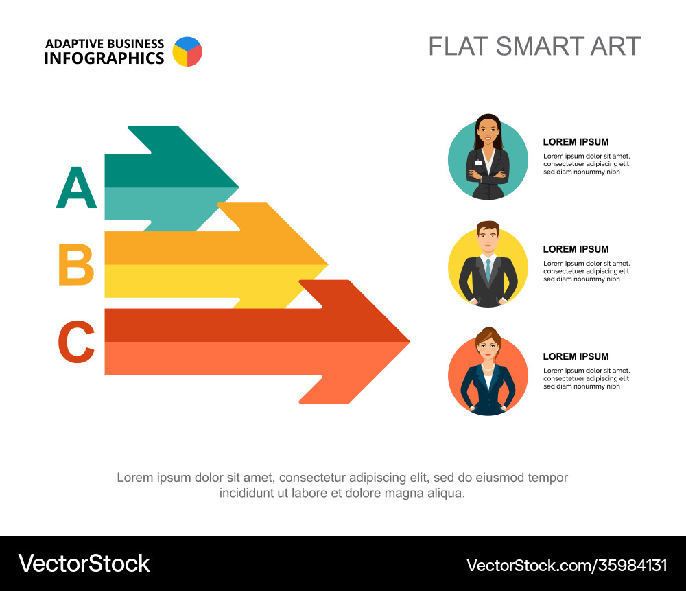 Three arrows process chart template Royalty Free Vector