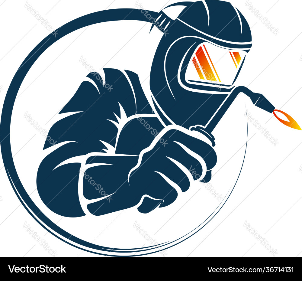 Welder with Welding Machine Royalty Free Vector Image