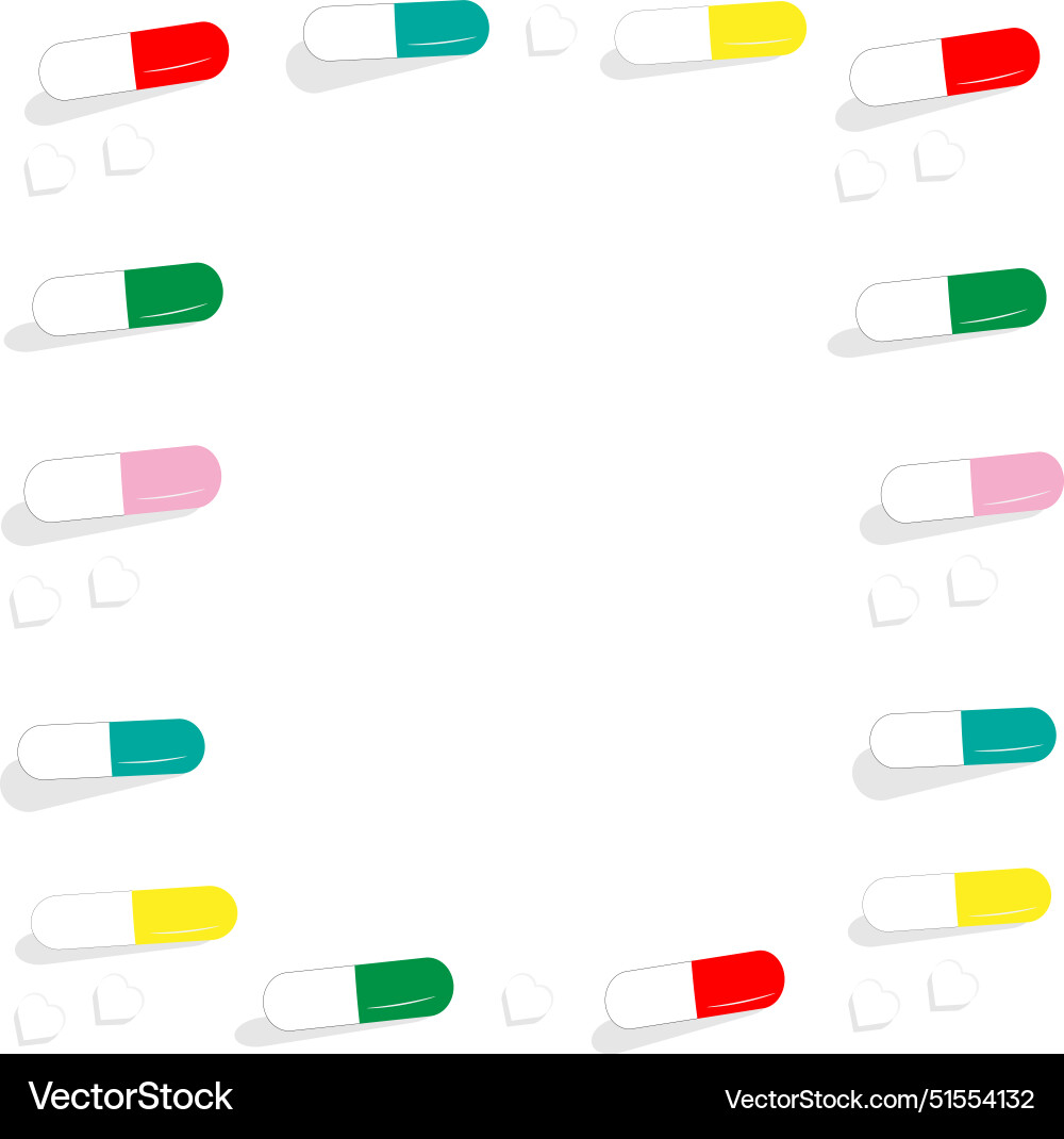 A frame made of medicines tablets capsules Vector Image