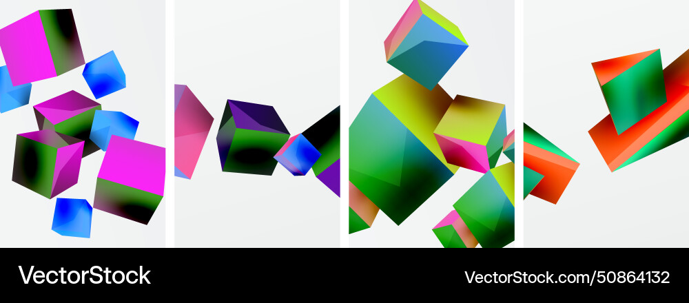 Composition of 3d cubes and other geometric Vector Image
