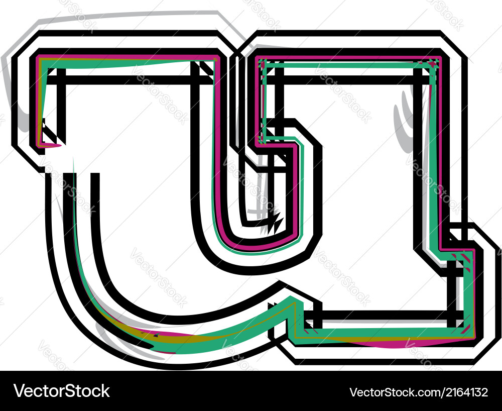 Font letter u Royalty Free Vector Image - VectorStock