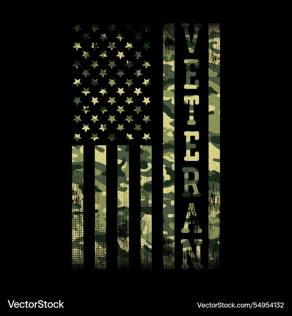 Green camouflage veteran vertical Royalty Free Vector Image