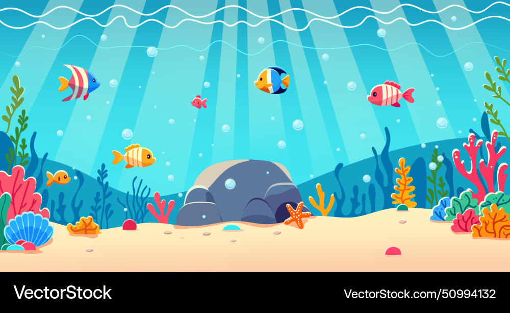 Underwater scene with colorful fish plants Vector Image