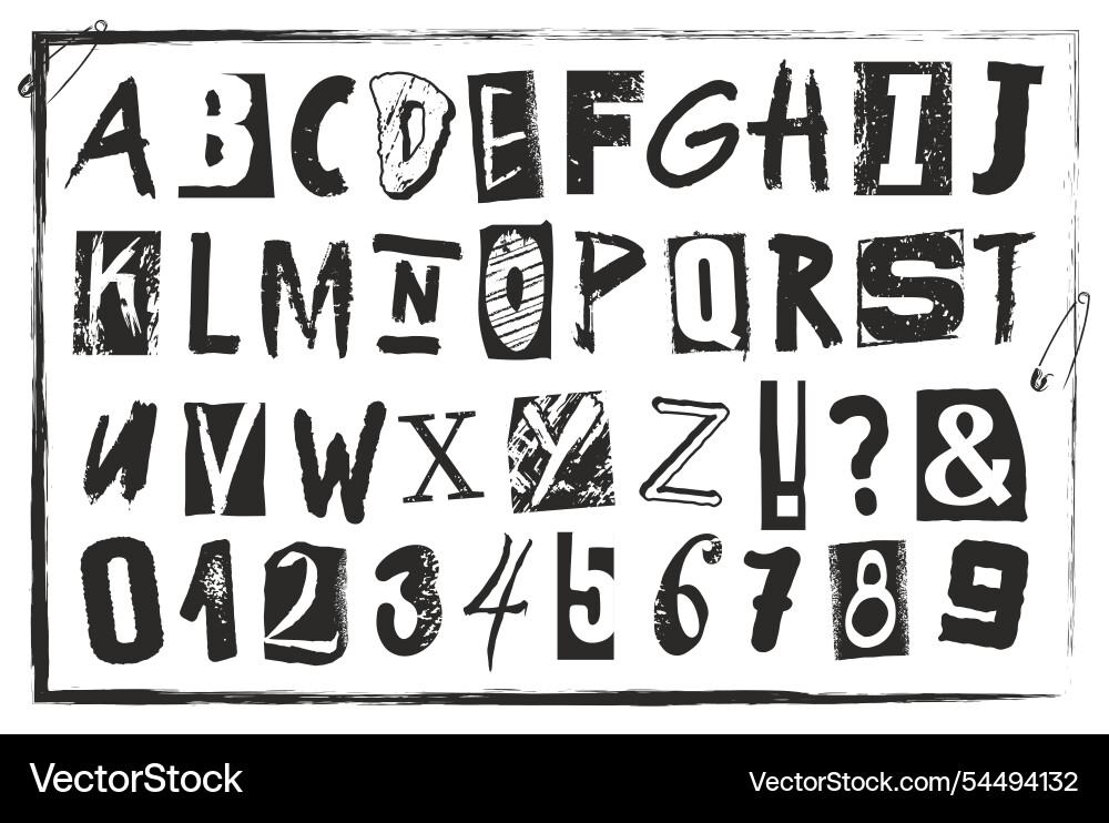 Unique alphabet design in black and white format Vector Image