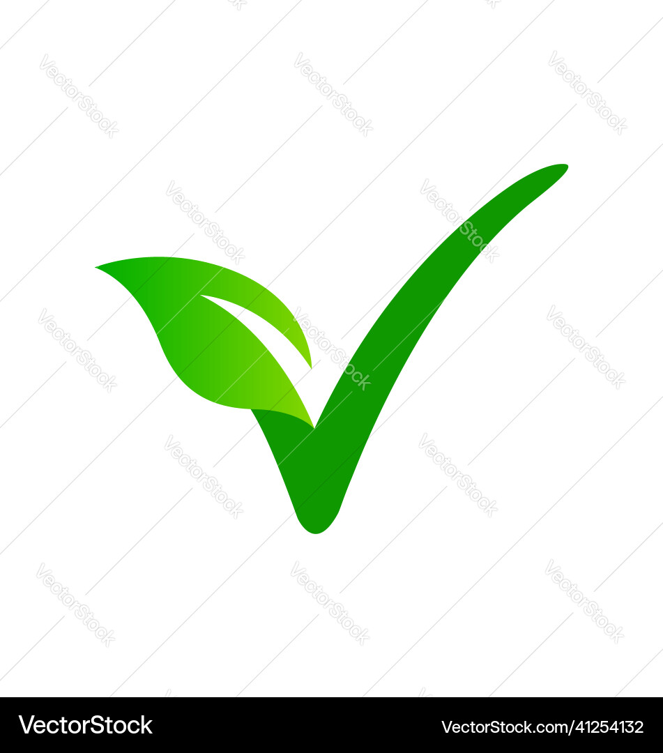 Vegan v leaf tick check mark logo icon Royalty Free Vector