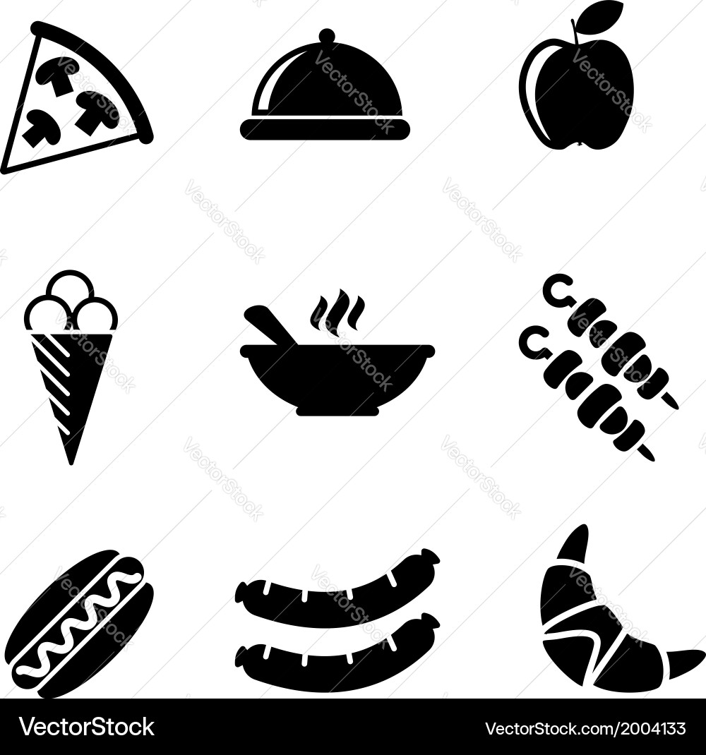Black and white food icons Royalty Free Vector Image