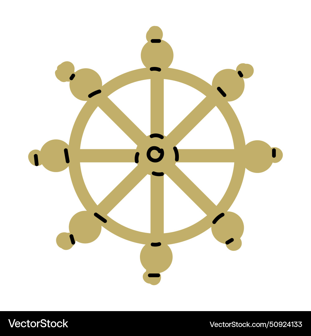 Cartoon ship wheel doodle helm Royalty Free Vector Image