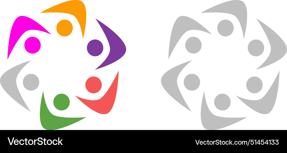 Colorful people teamwork sign symbol logo Vector Image