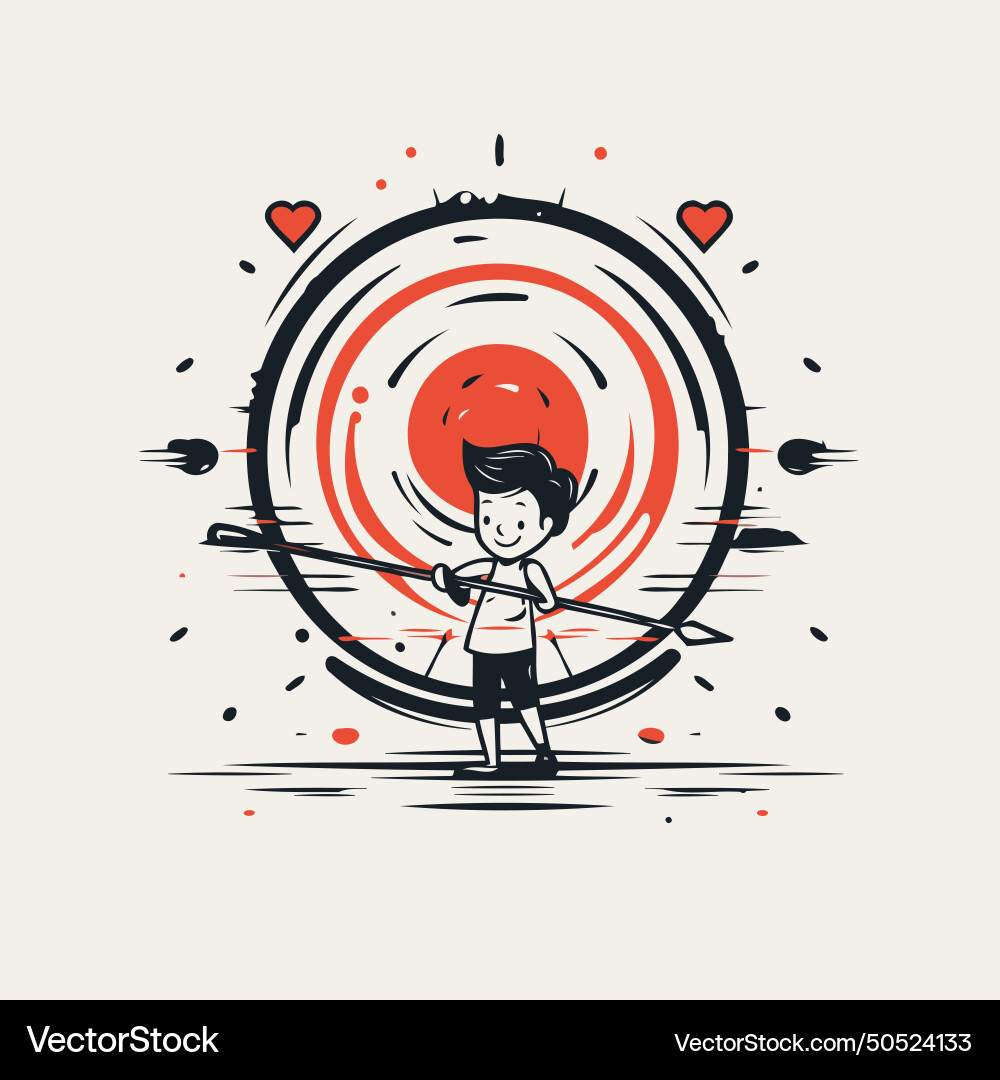 Cute little boy playing archery cartoon Royalty Free Vector