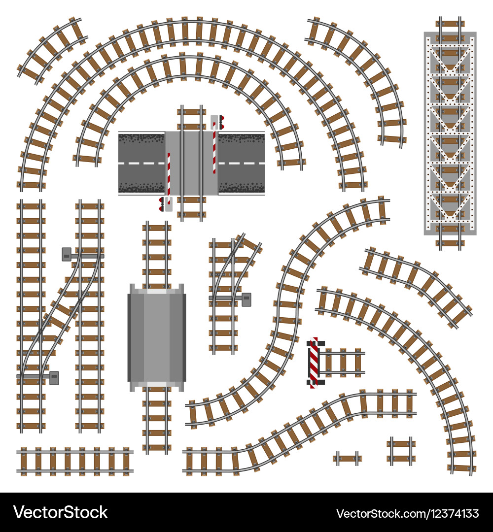 Grey Railway Tracks and Components Royalty Free Vector Image