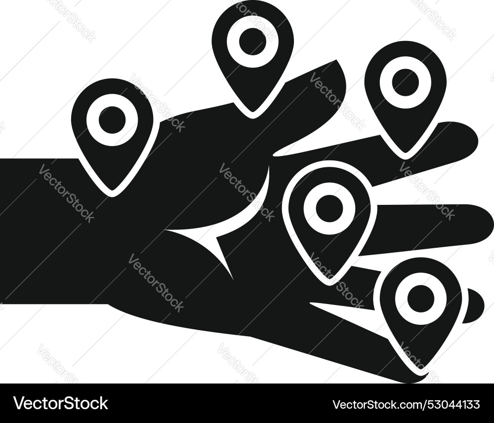 Hand holding multiple location pins for travel Vector Image