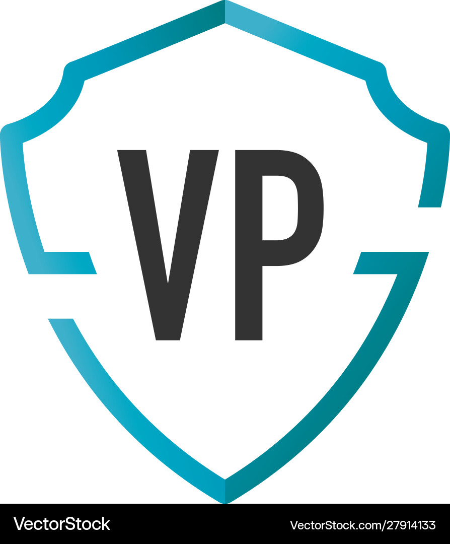 Initials letter vp creative shield design logo Vector Image