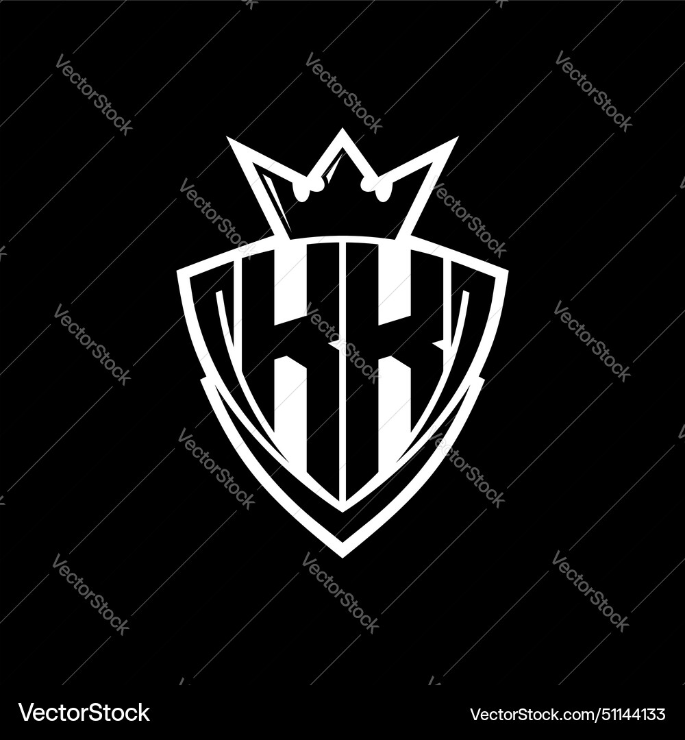 Kk letter logo with sharp triangle shield shape Vector Image