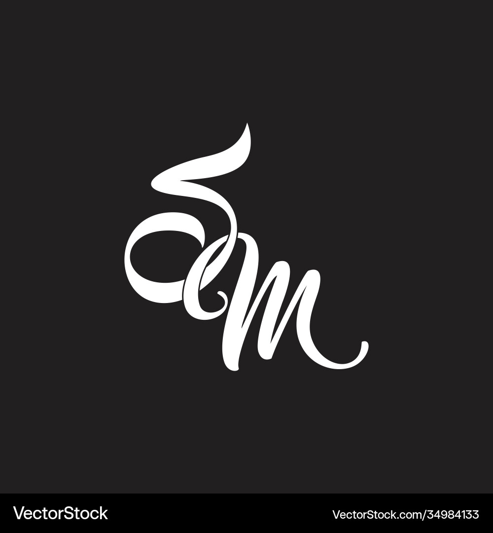 Letters sm simple linked ribbon logo Royalty Free Vector