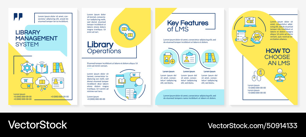 Library management benefits brochure template Vector Image