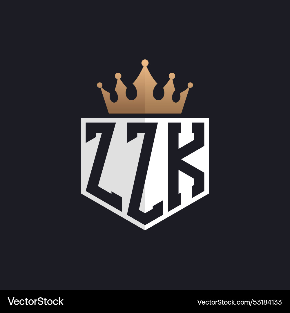 Luxury zzk logo with crown elegant initials Vector Image