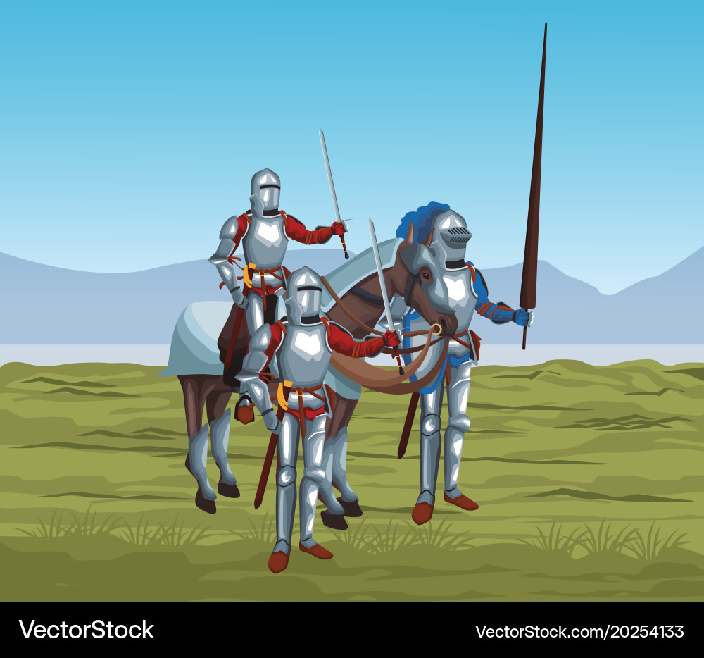 Medieval warriors on war Royalty Free Vector Image