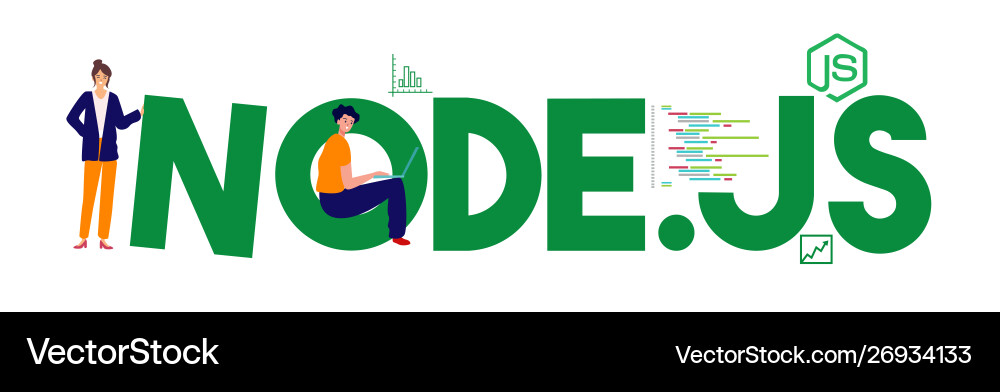 Node js framework javascript programming language Vector Image