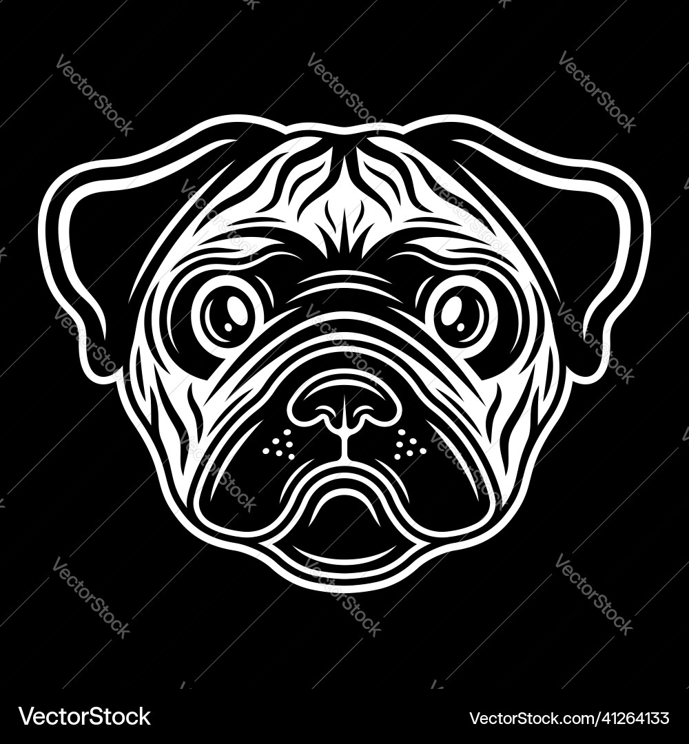 Pug dog head in vintage style Royalty Free Vector Image
