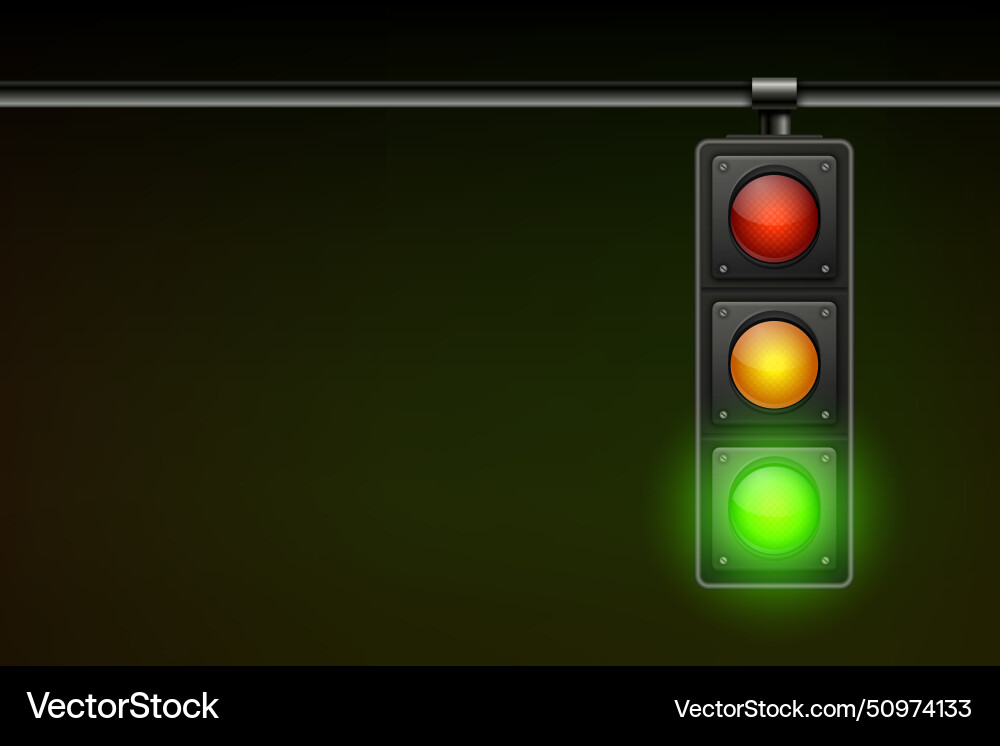 Realistic hanging traffic signal with green Vector Image