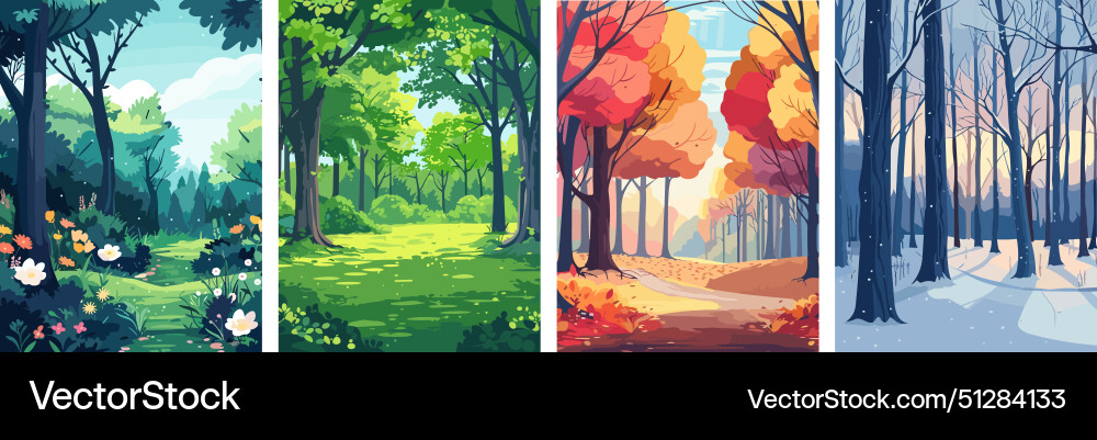 Spring summer autumn winter forest landscape Vector Image