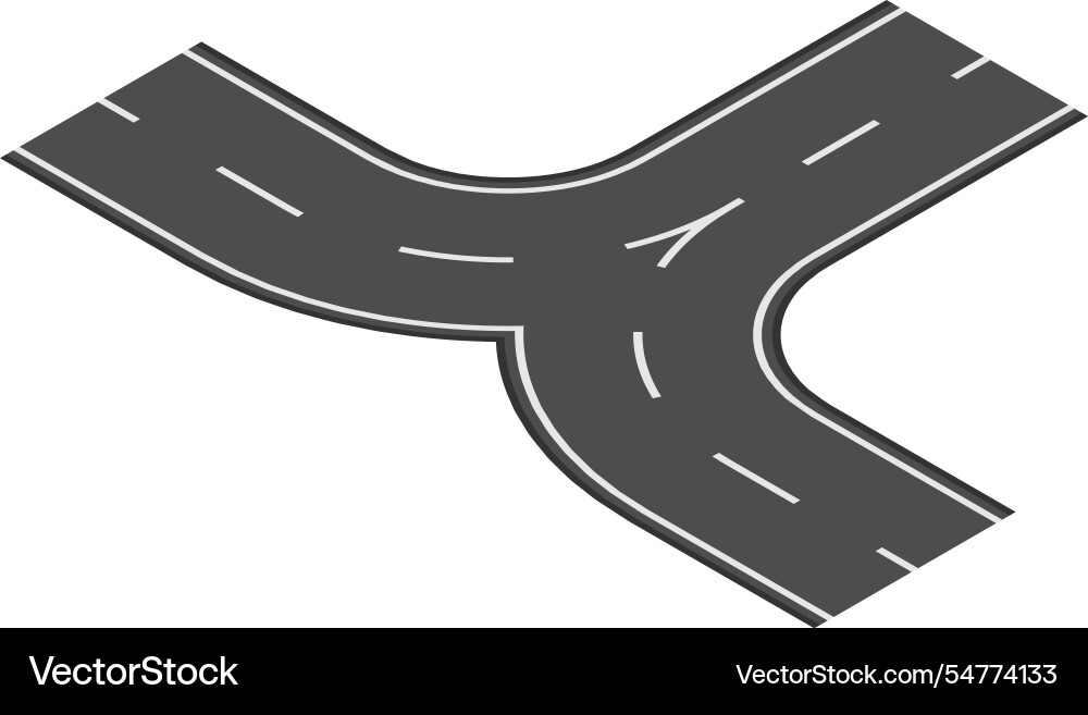 Y shaped highway intersection joining two roads Vector Image