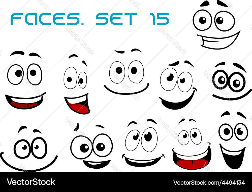 Cartoon laughing faces with googly eyes Royalty Free Vector