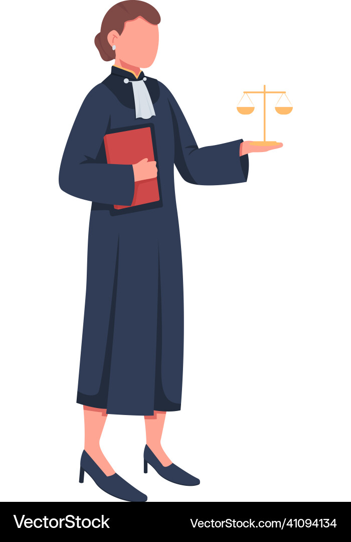 Female judge flat color faceless character Vector Image