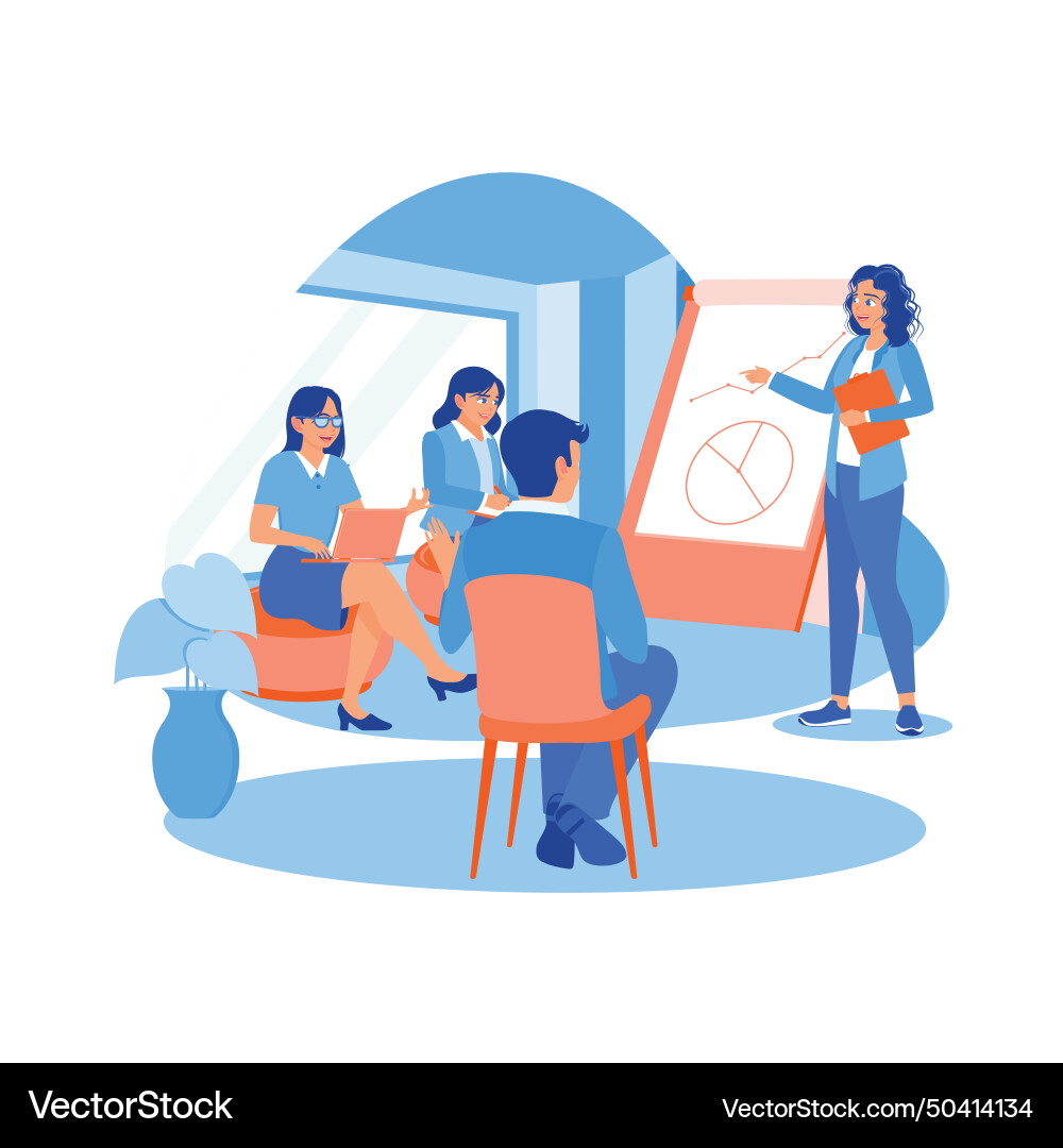 Female manager giving a presentation about Vector Image