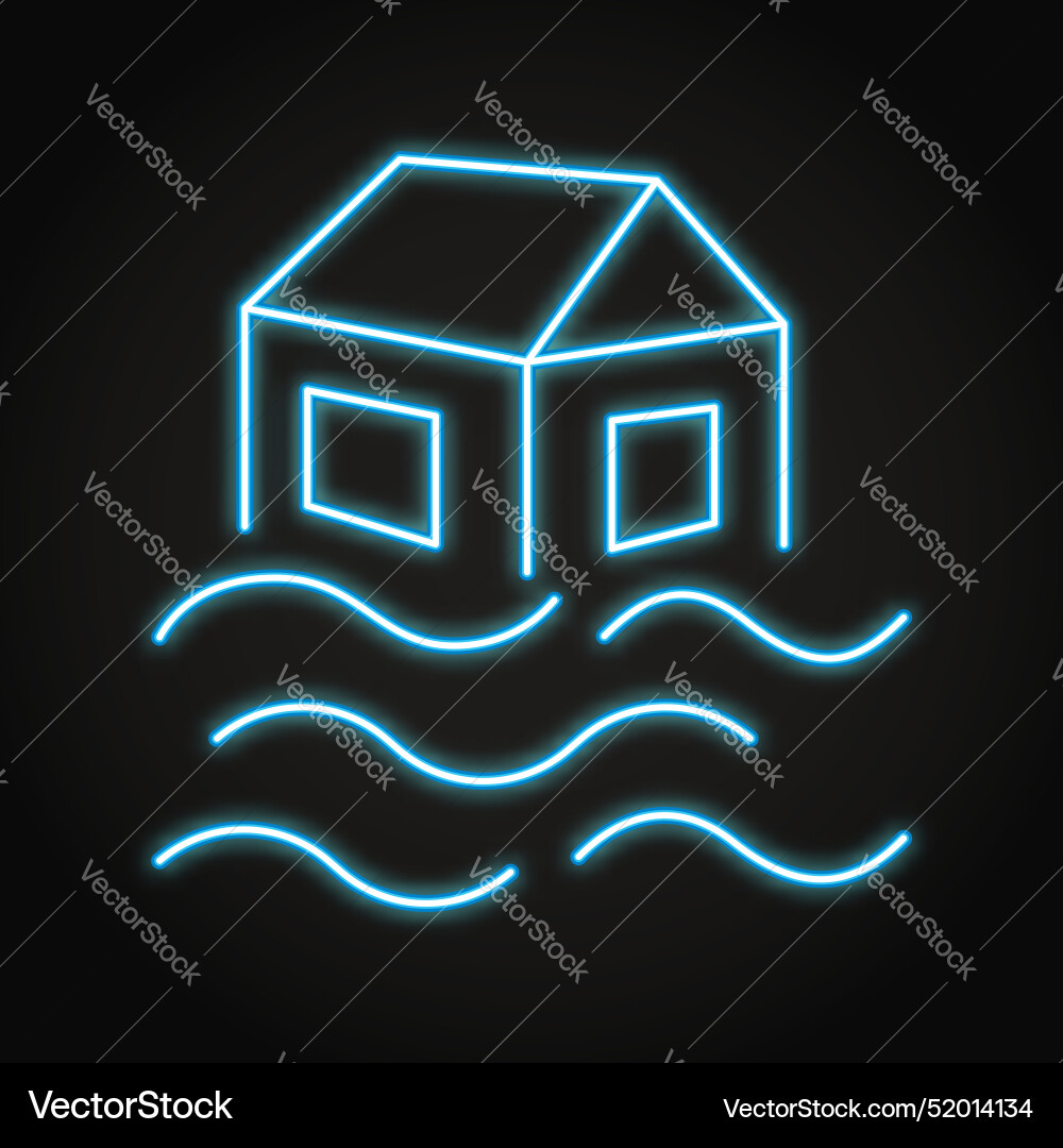 Flooding neon line icon Royalty Free Vector Image