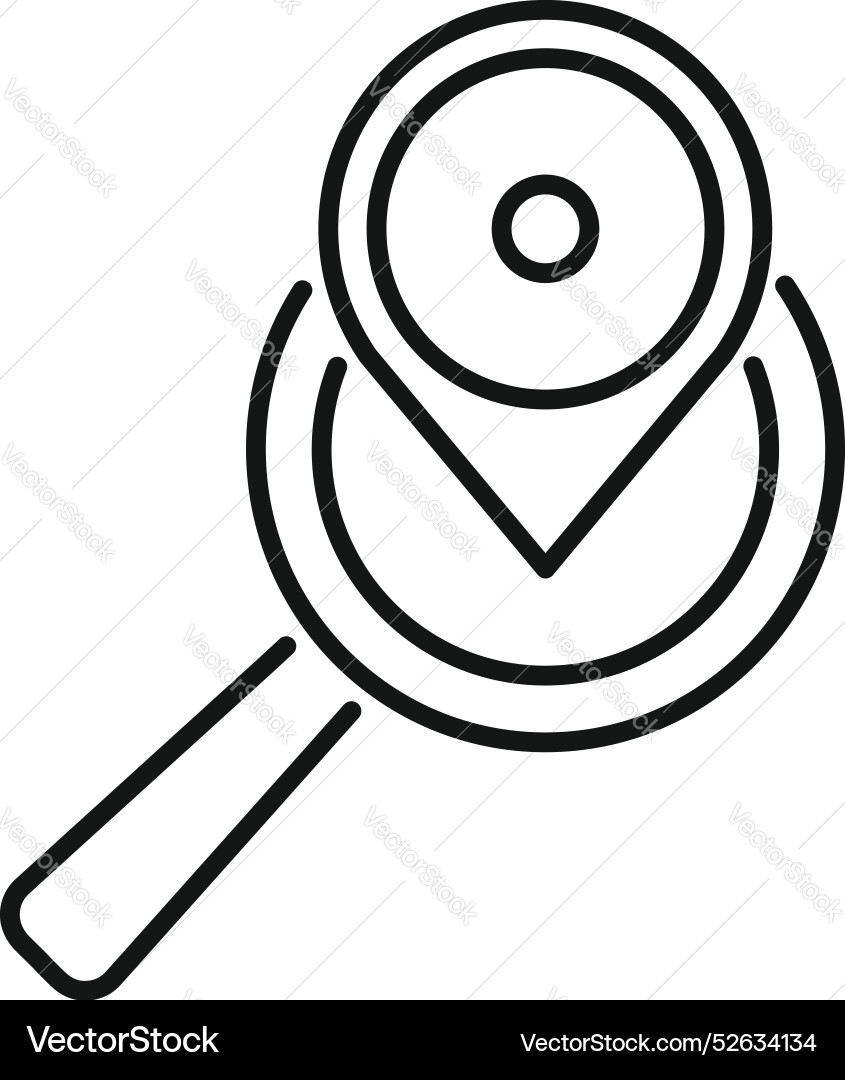 Magnifying glass searching location pin icon Vector Image