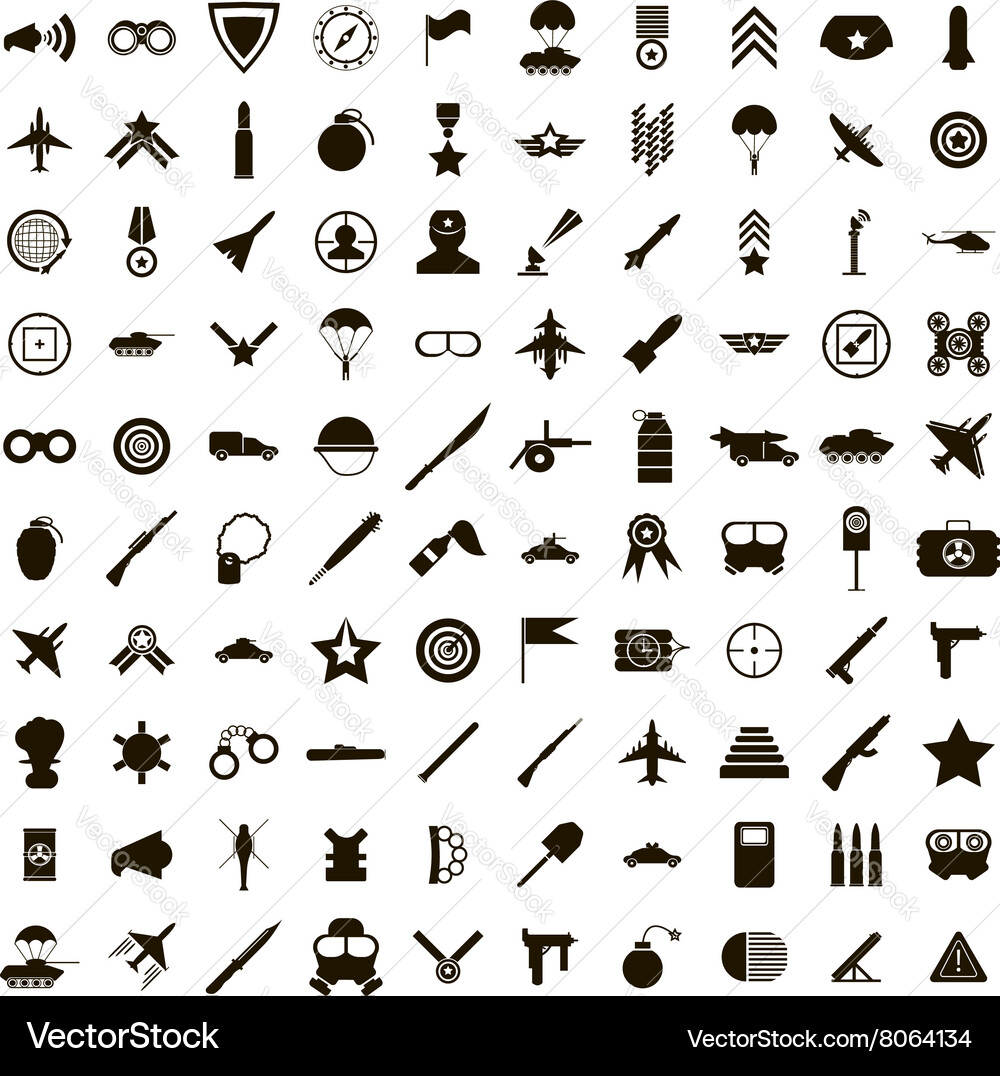 Military Icon Set - 100 Icons Royalty Free Vector Image