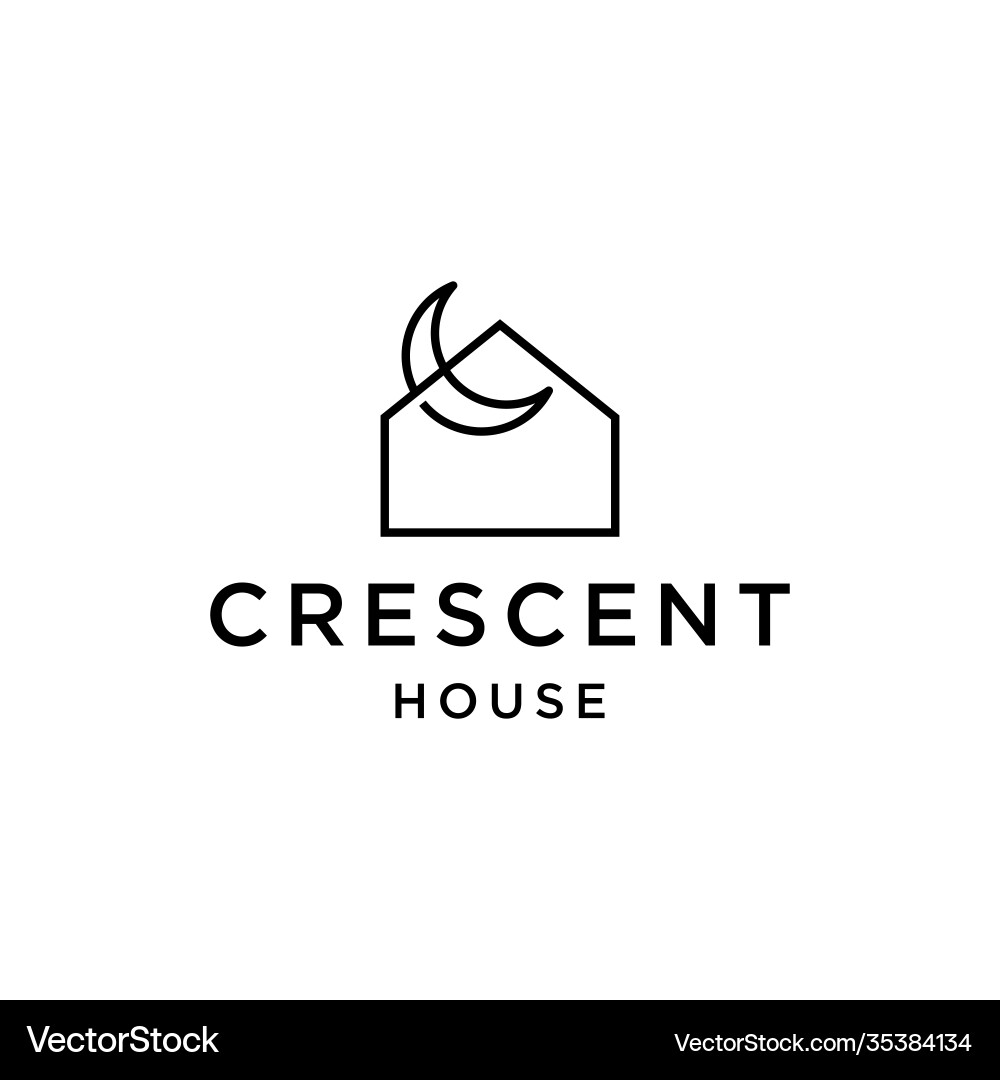 Modern Crescent Moon House Logo Royalty Free Vector Image