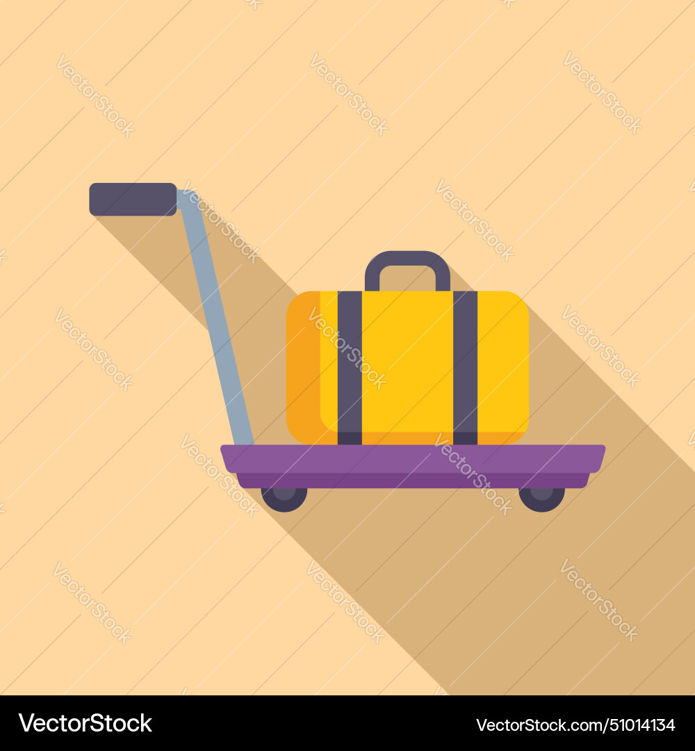 Support move luggage trolley icon flat Royalty Free Vector