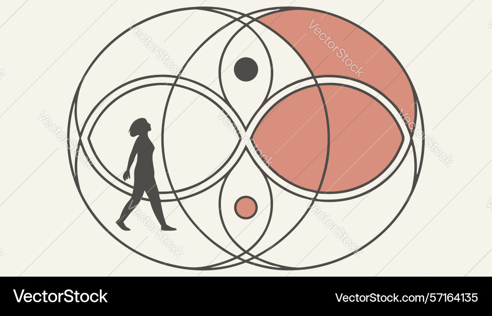 Abstract human figure within interconnected Vector Image