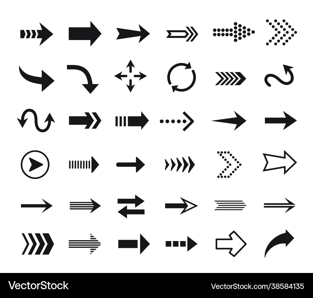 Arrow icon direction sign pointer outline Vector Image