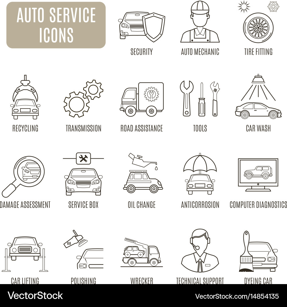 Auto Service Icon Set Royalty Free Vector Image