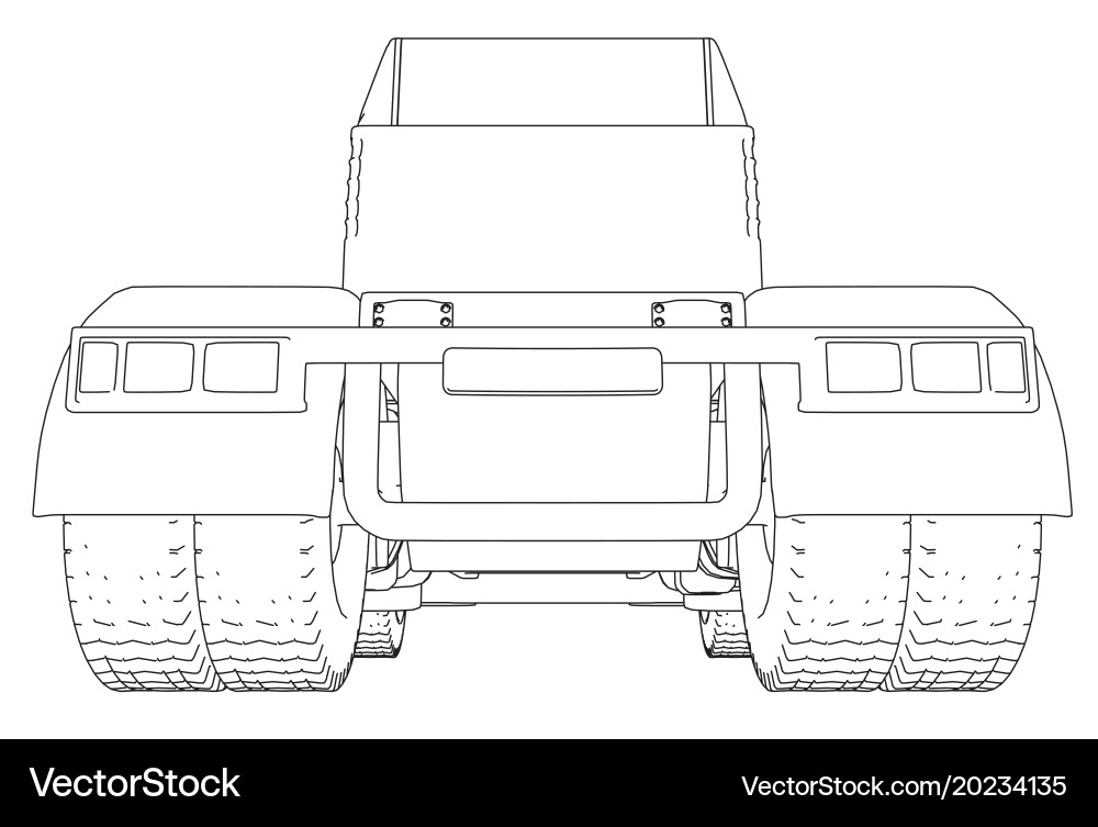 Back view truck isolated on white background Vector Image